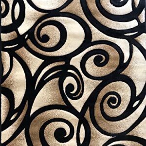 Contempo Modern Area Rug Contemporary Abstract Black Design 341 (4 Feet X 5 Feet 3 Inch)