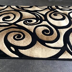 Contempo Modern Area Rug Contemporary Abstract Black Design 341 (4 Feet X 5 Feet 3 Inch)