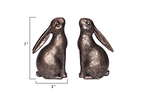 Creative Co-Op Bronze Resin Bunny Shaped (Set of 2 Pieces) Bookends, 2 Count