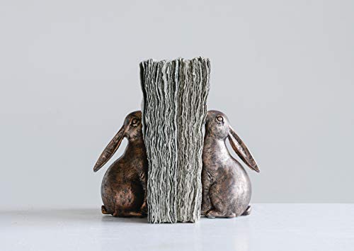 Creative Co-Op Bronze Resin Bunny Shaped (Set of 2 Pieces) Bookends, 2 Count