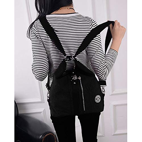 Van Caro Large Nylon Crossbody Shoulder Bag Tote Bag Waterproof Travel Backpack for Women, Black