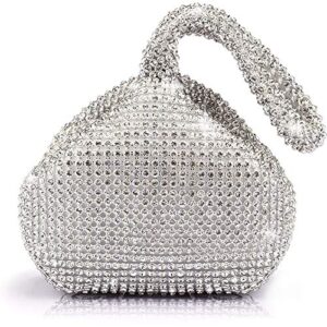 jian ya na fashion women rhinestone trihedral clutch evening bag bling zipper wedding purse