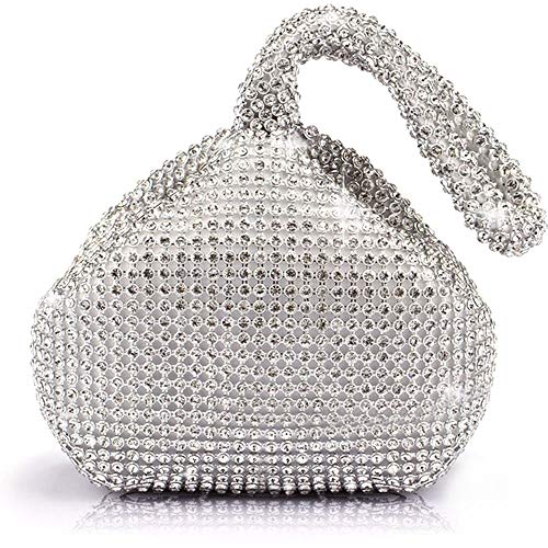 JIAN YA NA Fashion Women Rhinestone Trihedral Clutch Evening Bag Bling Zipper Wedding Purse