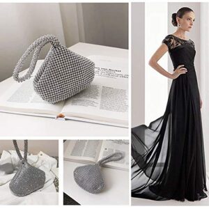 JIAN YA NA Fashion Women Rhinestone Trihedral Clutch Evening Bag Bling Zipper Wedding Purse