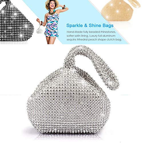 JIAN YA NA Fashion Women Rhinestone Trihedral Clutch Evening Bag Bling Zipper Wedding Purse