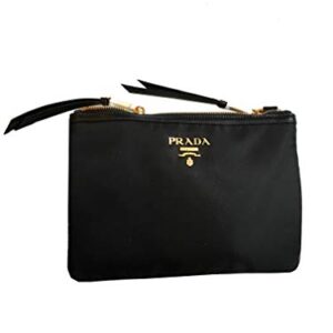 Prada Bandoliera Tessuto Nylon Soft Calf Trim Black Crossbody Bag 1BH046