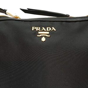 Prada Bandoliera Tessuto Nylon Soft Calf Trim Black Crossbody Bag 1BH046