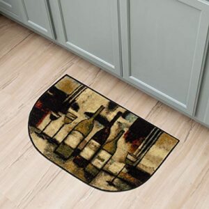 mohawk home machine washable mat ,wine and glasses, slice