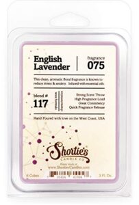 shortie’s candle company pure english lavender wax melts – formula 117-1 highly scented 3 oz. bar – made with essential & natural oils – flower & floral air freshener cubes collection