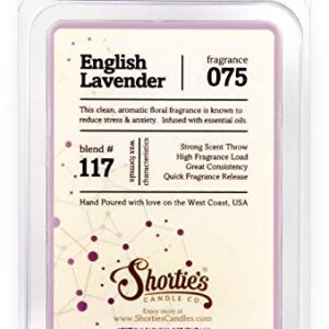 Shortie's Candle Company Pure English Lavender Wax Melts - Formula 117-1 Highly Scented 3 Oz. Bar - Made with Essential & Natural Oils - Flower & Floral Air Freshener Cubes Collection