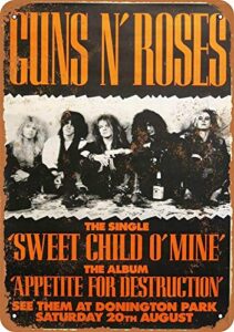 lomall 8 x 12 metal sign – guns ‘n roses at donington park – vintage wall decor art