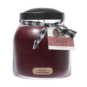 A Cheerful Giver — Holiday Homecoming - 34oz Papa Scented Candle Jar with Lid - Keepers of the Light - 155 Hours of Burn Time, Gift for Women, Black