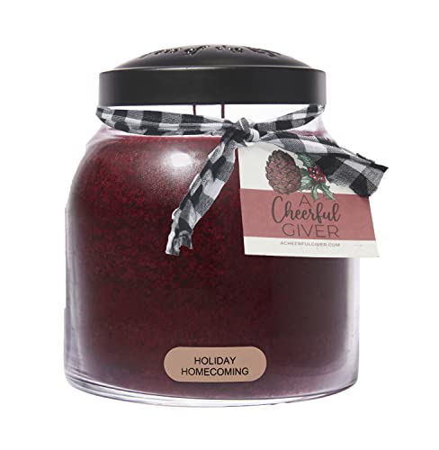 A Cheerful Giver — Holiday Homecoming - 34oz Papa Scented Candle Jar with Lid - Keepers of the Light - 155 Hours of Burn Time, Gift for Women, Black