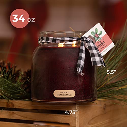 A Cheerful Giver — Holiday Homecoming - 34oz Papa Scented Candle Jar with Lid - Keepers of the Light - 155 Hours of Burn Time, Gift for Women, Black