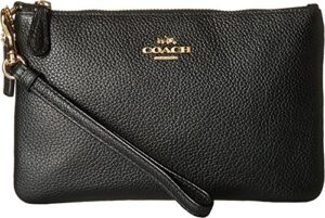 coach polished pebble small wristlet li/black one size