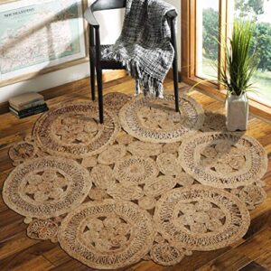 LR Resources Jute LR12031-NAT40RD Natural Round X 4 ft Indoor Area Rug, 4' x 4'