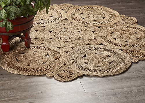 LR Resources Jute LR12031-NAT40RD Natural Round X 4 ft Indoor Area Rug, 4' x 4'