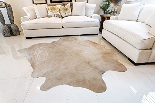 Genuine Palomino White and Beige Cowhide Rug 6 x 7-8 ft. 180 x 240 cm