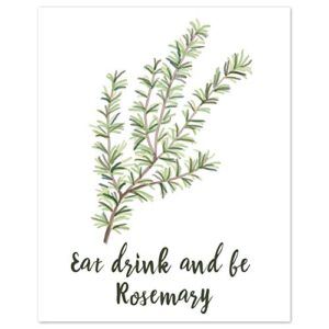 A LuxeHome Wall Art Home Funny Inspirational Puns Prints Signs Room Decor - for Kitchen and Dining Decorations – Botanical Vegetable Herbs Spices Plant Garden (Set of 4) Unframed 8 x 10 inches Green