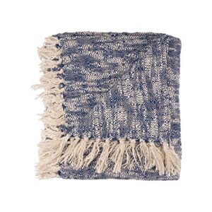 lr home throw81186blu4250 boho chambray throw blanket, 50″ x 60″, blue