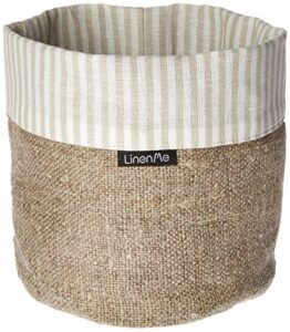 linenme linen lara cotton basket, 6 by 8-inch, beige/natural