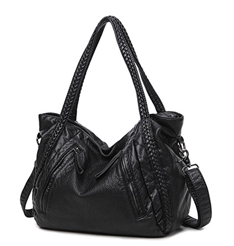 Large Slouchy Tote Bag Purse Soft Leather Hobo Bags for Women Braided Shoulder Bags Ladies Crossbody Bags Oversized Top Handle Handbags (Medium)