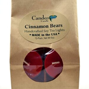 Cinnamon Bear, Scented Soy Tealights (Cinnamon Bear, 12 Pack)