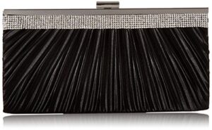 jessica mcclintock womens jessica mcclintock laura rhinestone satin clutch purse evening handbag, black, one size us