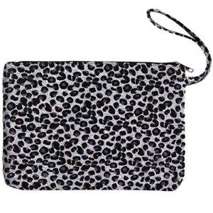 by you women faux fur animal leopard print clutch pouch wristlet purse bag (leopard – grey)