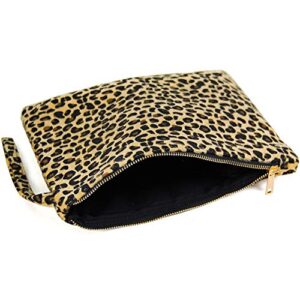 by you Women Faux Fur animal Leopard Print Clutch Pouch Wristlet Purse Bag (Leopard - Beige)