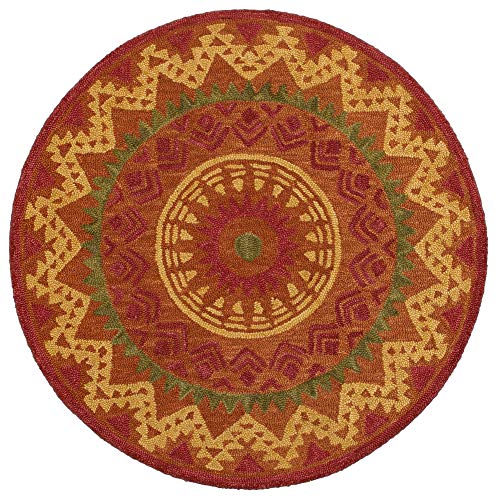 LR Resources Area Dazzle LR54059-RUS40RD Rust X 4 ft Plush Indoor Round Rugs, 4' x 4'