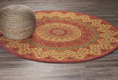 LR Resources Area Dazzle LR54059-RUS40RD Rust X 4 ft Plush Indoor Round Rugs, 4' x 4'