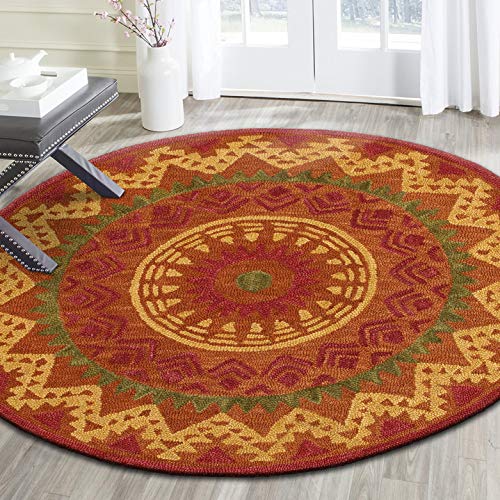 LR Resources Area Dazzle LR54059-RUS40RD Rust X 4 ft Plush Indoor Round Rugs, 4' x 4'