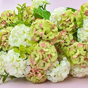 4 Packs Artificial Silk Hydrangea Fake Bridal Bridesmaid Flower Bouquet for Wedding Party Home Decoration, 10 Head, 36cm (Green)