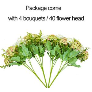 4 Packs Artificial Silk Hydrangea Fake Bridal Bridesmaid Flower Bouquet for Wedding Party Home Decoration, 10 Head, 36cm (Green)