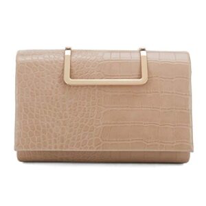 charming tailor small crocodile print clutch bag pu alligator handbag women’s clutch purse (nude)