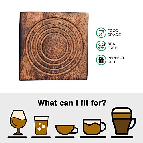 Divit Wooden Coasters for Drinks, Eco-Friendly, Absorbent, Antique Look Handcrafted Coasters (Rocking Chair)