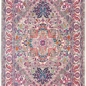 Nourison Passion Bohemian Light Grey/Pink 5'3" x 7'3" Area -Rug, Easy -Cleaning, Non Shedding, Bed Room, Living / Dining Room, Kitchen (5x7)