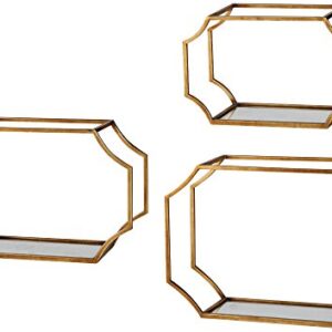 Uttermost Lindee Antiqued Gold Leaf 3-Piece Wall Shelves Set