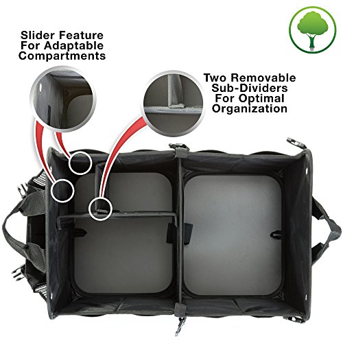 TrunkCratePro car storage organizer, trunk organizer for car, suv, jeep, jeep, truck, rv, auto - Premium Multi Compartments Collapsible car organizer, gifts & car accessories for women, men (Regular, Black) 23.6" (L) x14.6" (W) x12.5" (H)