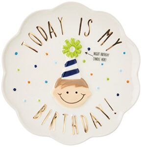 mud pie birthday boy celebration candle plate, 8 x 8