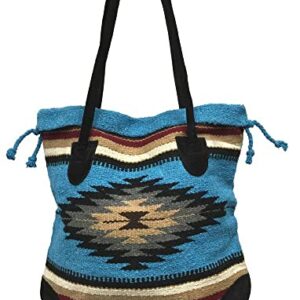 Monterrey Ladies Tote Purse Handwoven Southwestern Aztec Print Suede Handles A