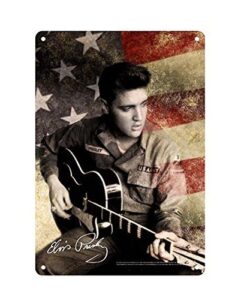 elvis presley 8×11.5 tin sign american flag army