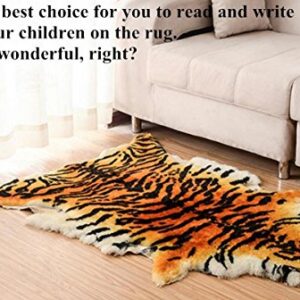 Gracefur Area Rug Tiger and Leopard Skin Printed Decor Rugs Super Soft Real Australia Sheepskin Carpet for Living Room, Bed Room, Sofa and so on 1 pelt (Tiger)