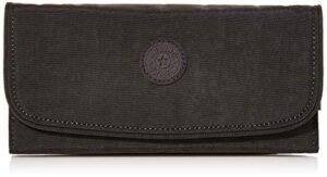 kipling women’s money land, rfid anti-hacker technology, nylon snap wallet, black noir, one size