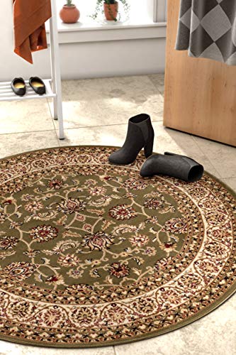 Well Woven Barclay Sarouk Green Traditional Area Rug 5'3" Round