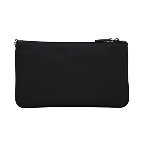 Prada Black Tessuto Nylon Pouch Case Clutch w Silver Prada Logo 1NH545, Small