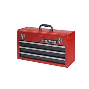 craftsman 3-drawer metal portable chest toolbox red