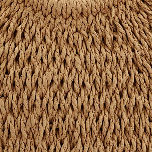 Summer Rattan Bag for Women Straw Hand-woven Top-handle Handbag Beach Sea Straw Rattan Tote Clutch Bags (Coyote brown)