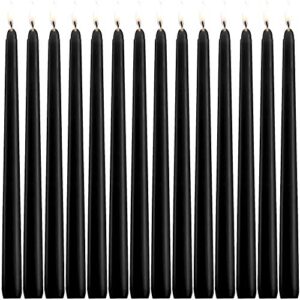 YIH 14 pcs Unscented Black Taper Candle | Hand Poured Wax Candles 10" x 7/8" | for Home Décor, Wedding Receptions, Baby Showers, Birthdays, Celebrations, Party Favors